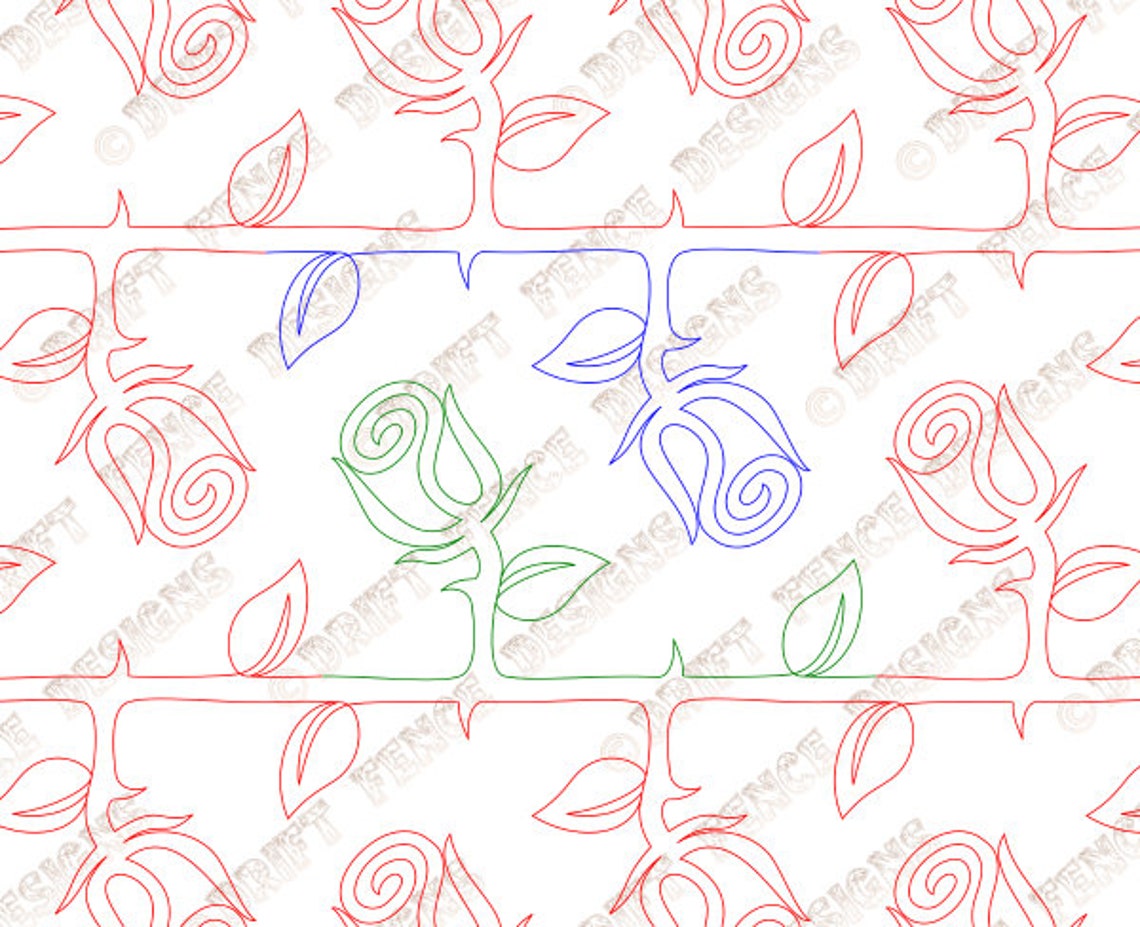 Rows of Roses. Continuous Line Edge to Edge Pantograph for | Etsy