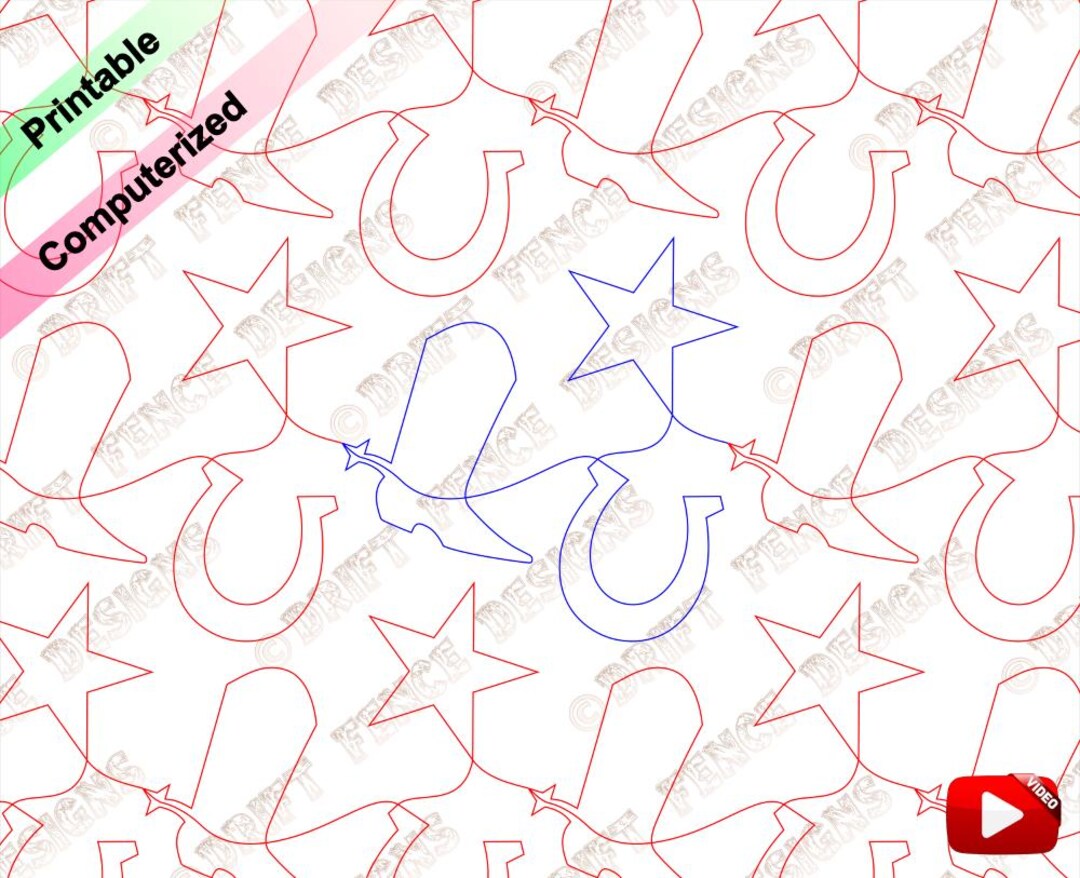 Cowboy Boot, Horseshoe, Star Quilting Pantograph (digital Download) - Etsy