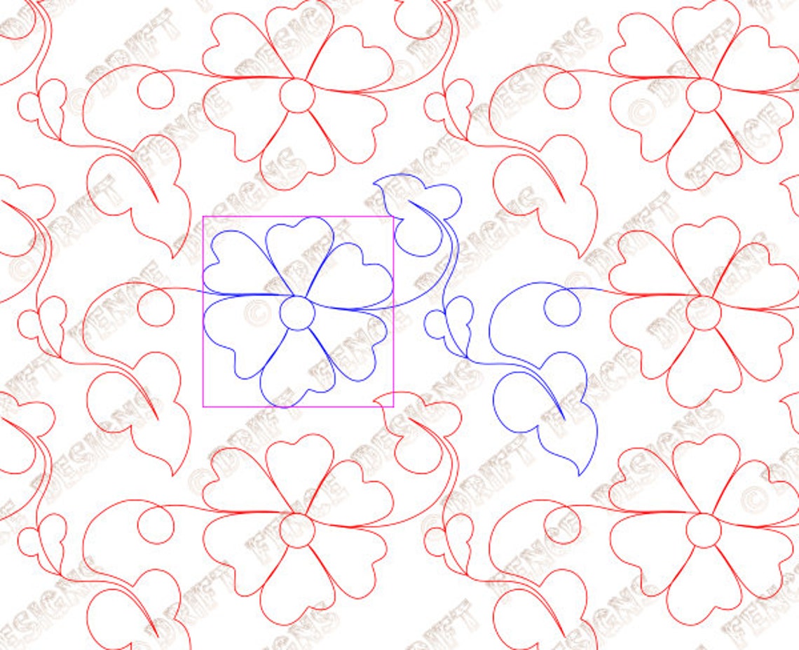 Hibiscus Continuous Line Edge to Edge Pantograph for - Etsy