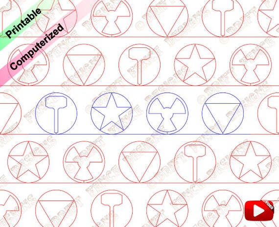 Super Hero Symbols Continuous Line Edge to Edge Pantograph - Etsy