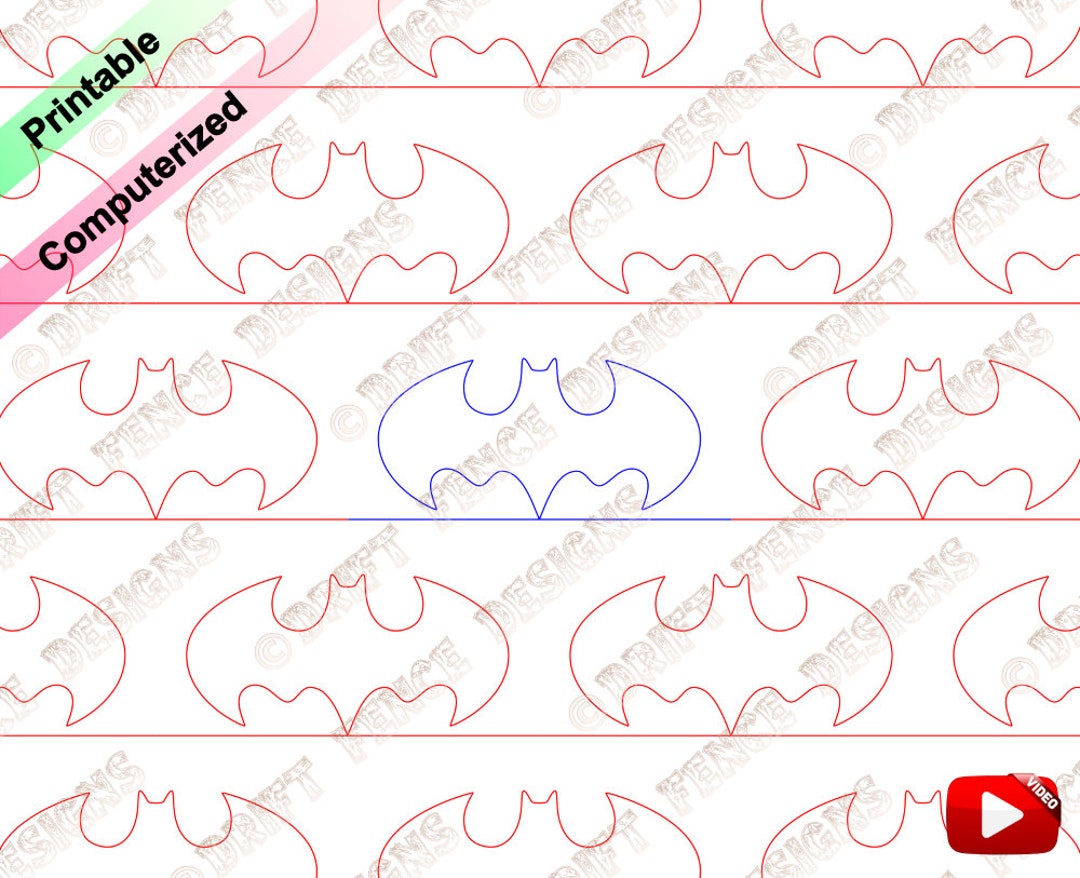 Bat Signal Continuous Line, Edge to Edge Pantograph for Quilting ...
