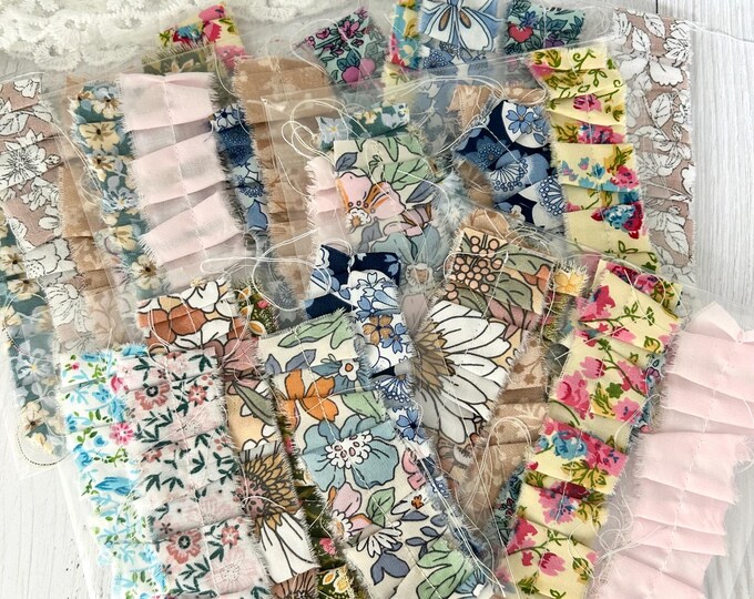 6 Pieces Handmade Fabric Ruffles - Mix Pack/junk Journal/fabric ...