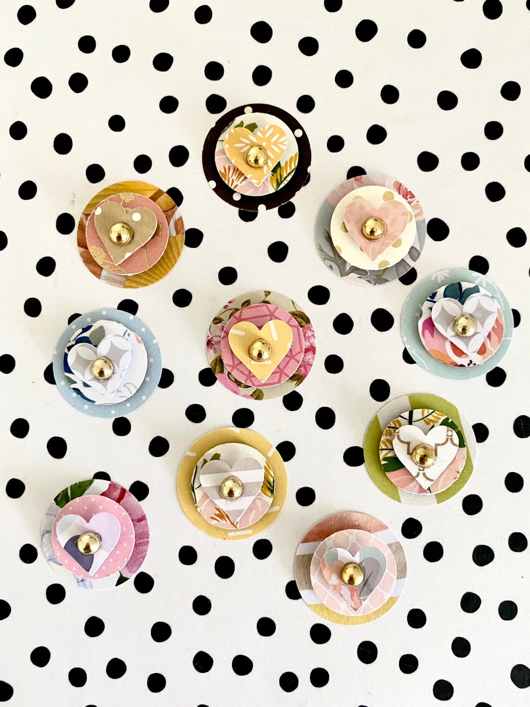 Handmade Circle Shape Embellishments- Pk of 6/scrapbooking/papercraft ...