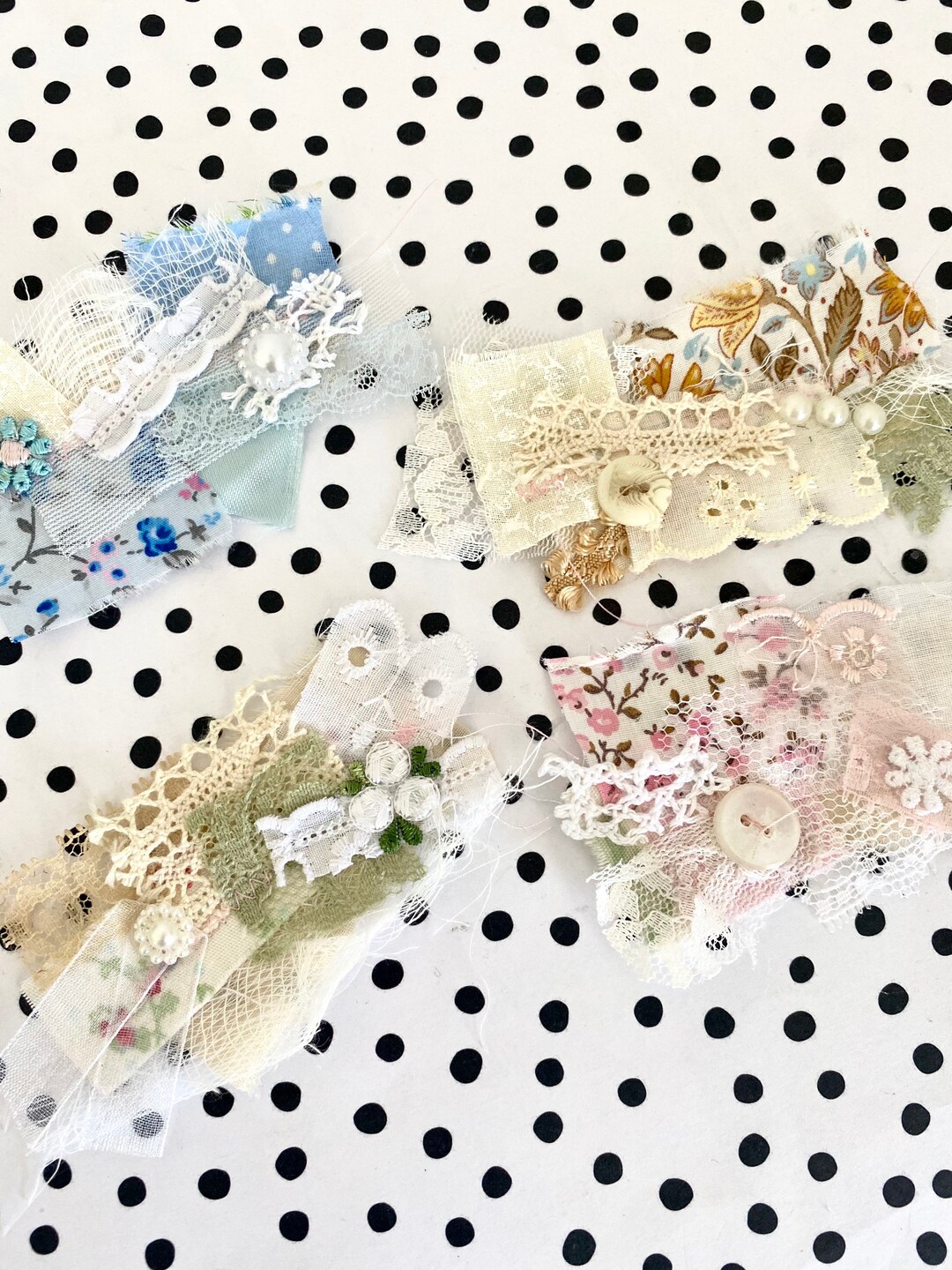 Handmade Fabric Snippet Embellishments 2pcs/diy Crafts/sewing/collage ...