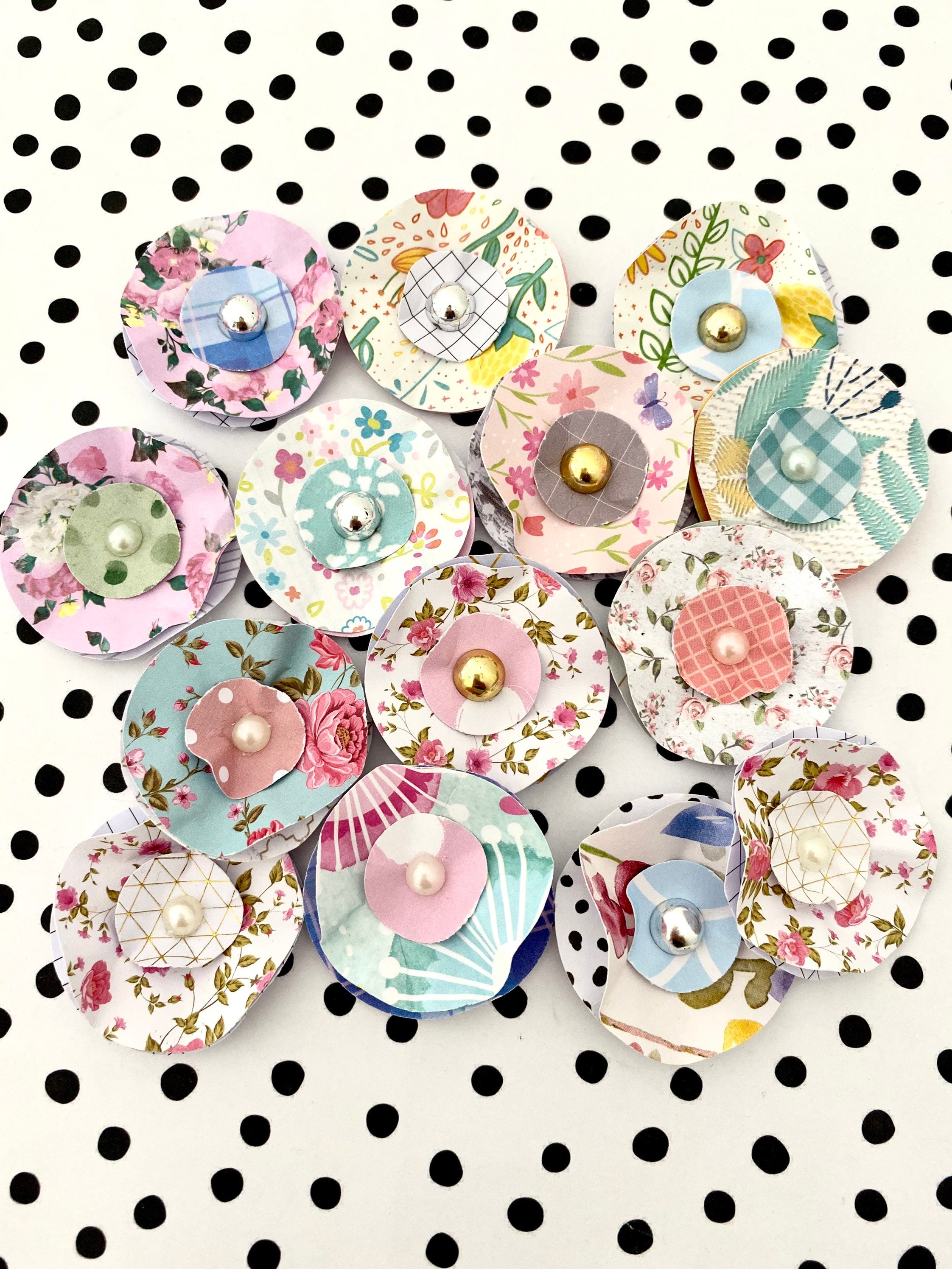 Handmade Paper Layered Flower Shape Embellishments 6 Pcs - Etsy Canada