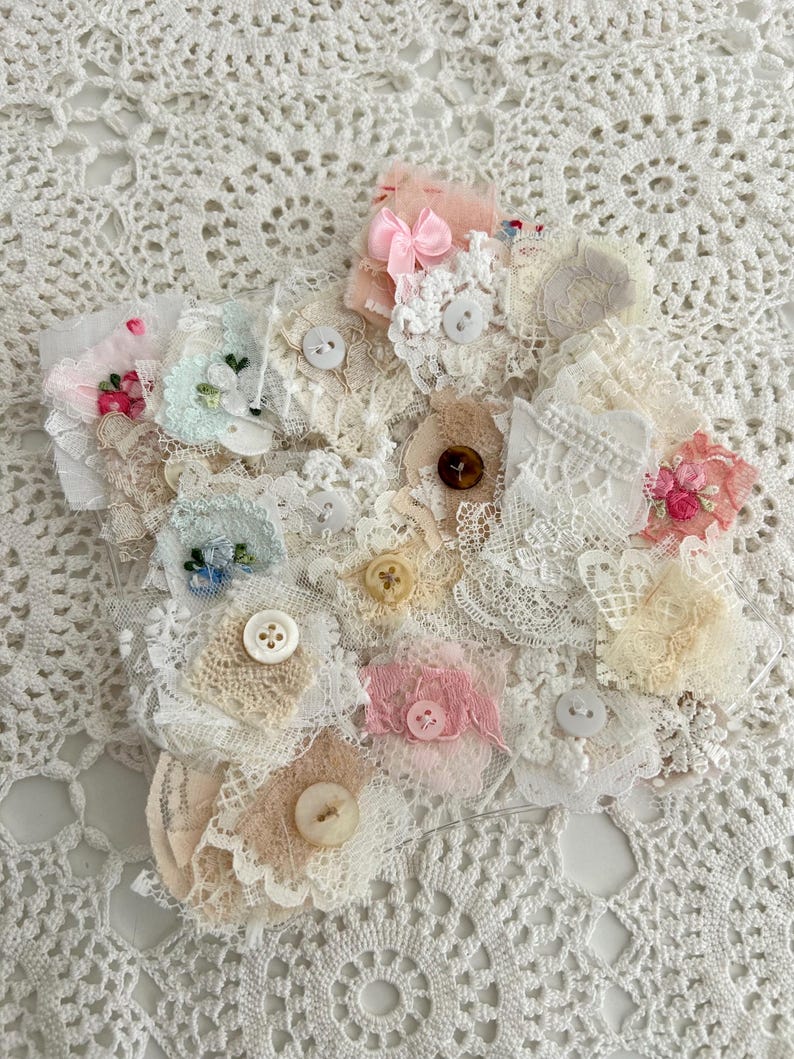 Lace Fabric Clusters - Pk of 5/snippets/collage/ephemera/slow Stitch ...