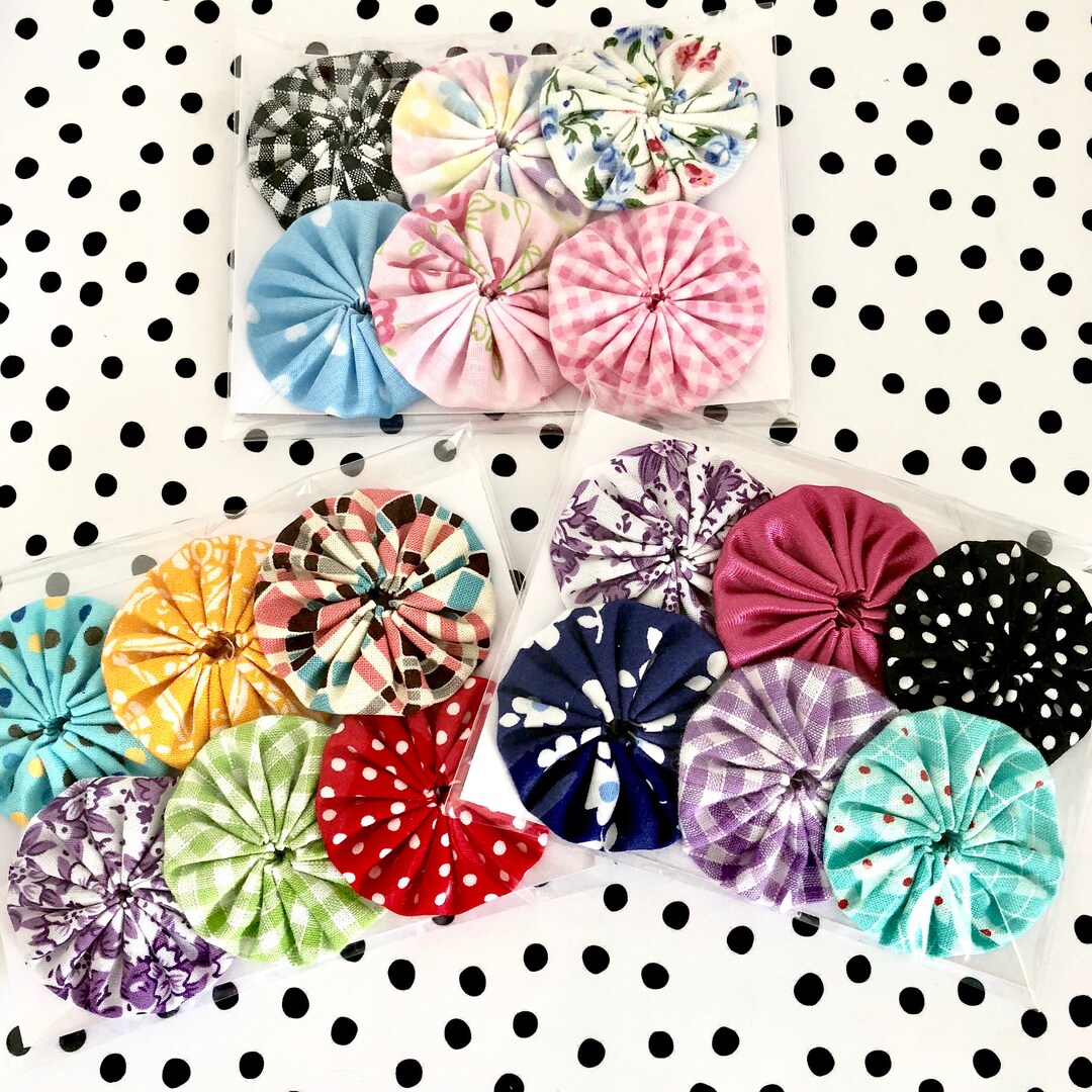6 Random Assorted Fabric Yoyos/crafts/sewing/patchwork/quilting ...
