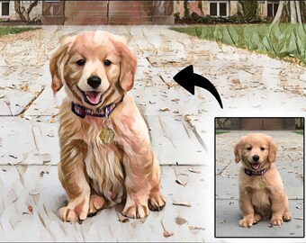 Custom Digital Pet Portraits Using Pet Photo Personalized Digital Dog ...