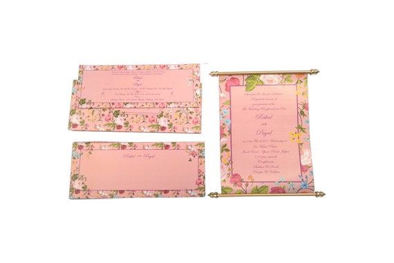 Invitaciones Con Pergamino Rosa Invitacion De Boda Tipo Pergamino