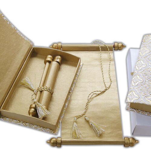 Golden Scroll Wedding Birthday Greeting Invitation Cards With - Etsy