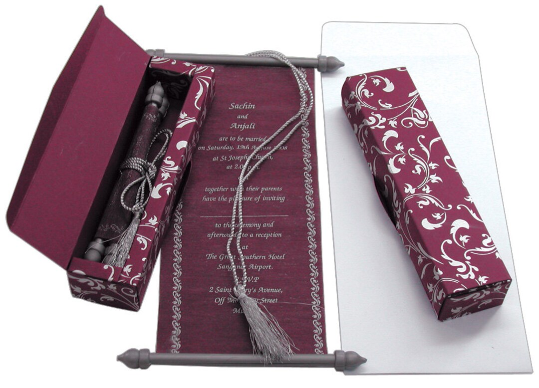 Wedding Mini Scroll Invitation Sample Kit Royal Theme, Scroll ...