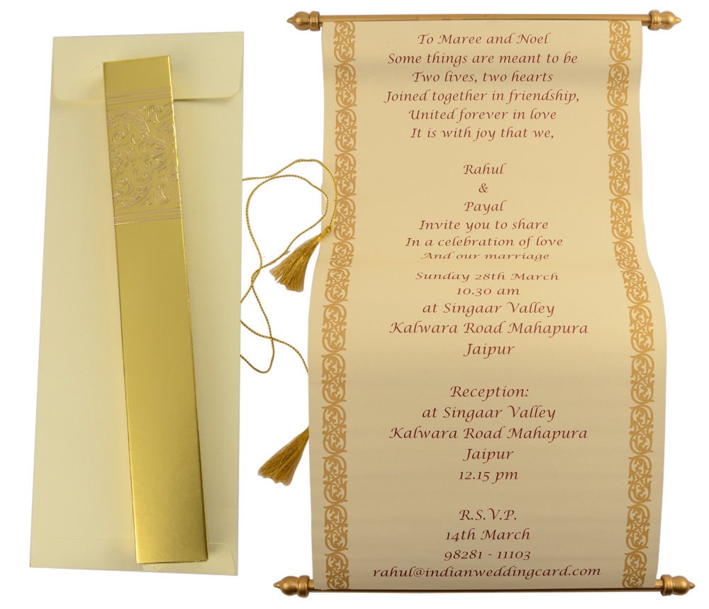 Scroll Invitations Wedding Party Invitation Greeting Card Long | Etsy