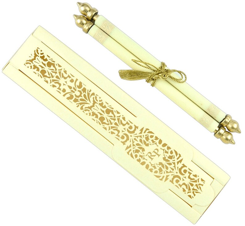 Unique Laser Cut Scroll Wedding Invitation | Etsy