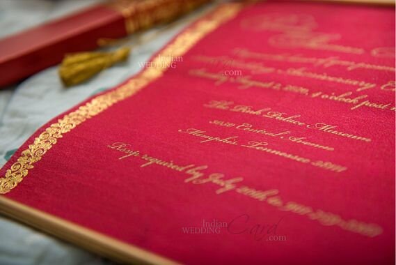 Unique Red Scroll Wedding Invitation | Etsy