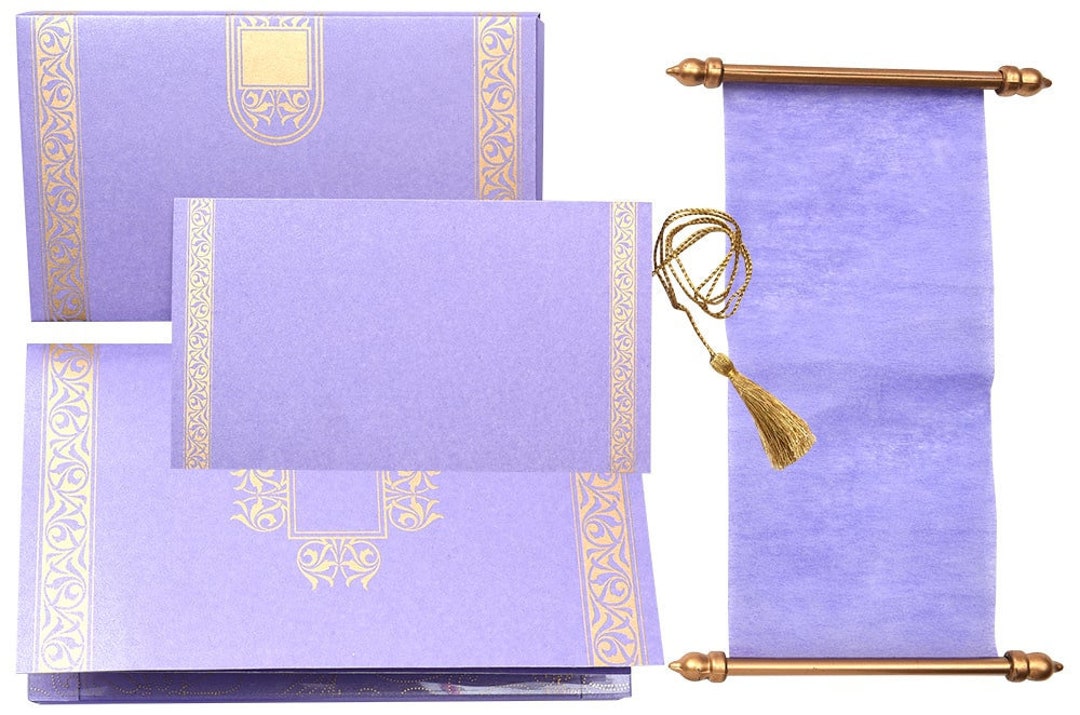 Scroll Card Purple & Gold Princess Scroll Invitation Birthday Party ...