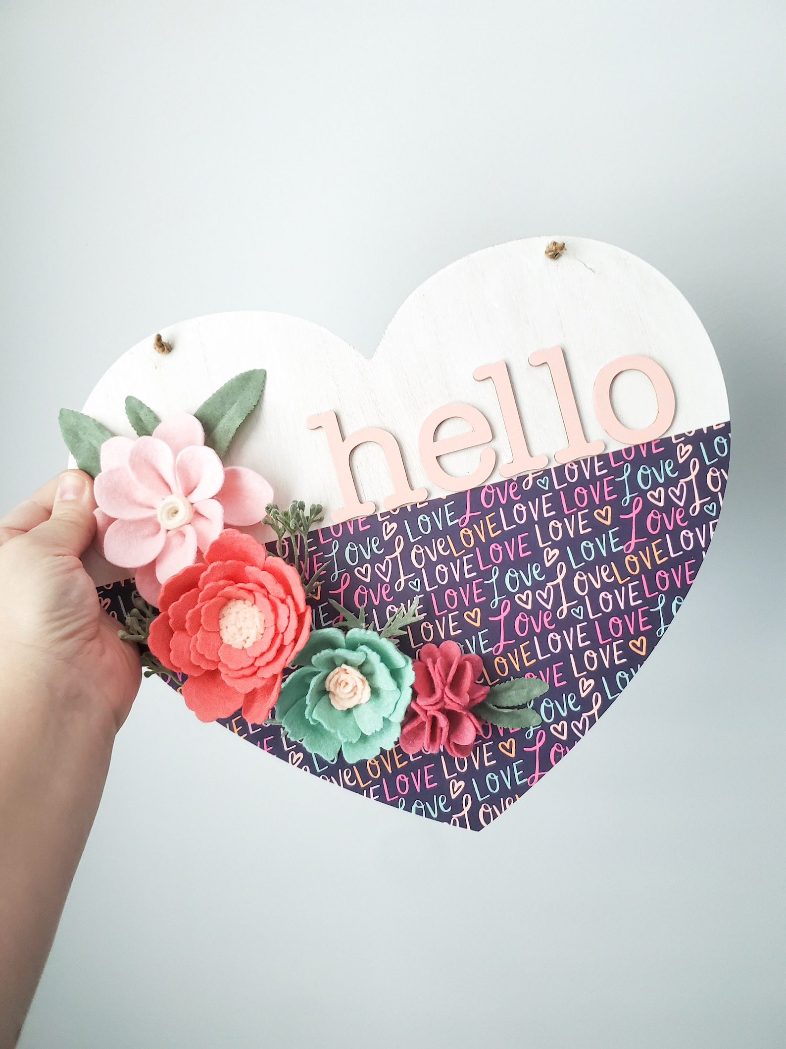 Hello and Welcome Heart Sign Heart Shape Wall Decor | Etsy