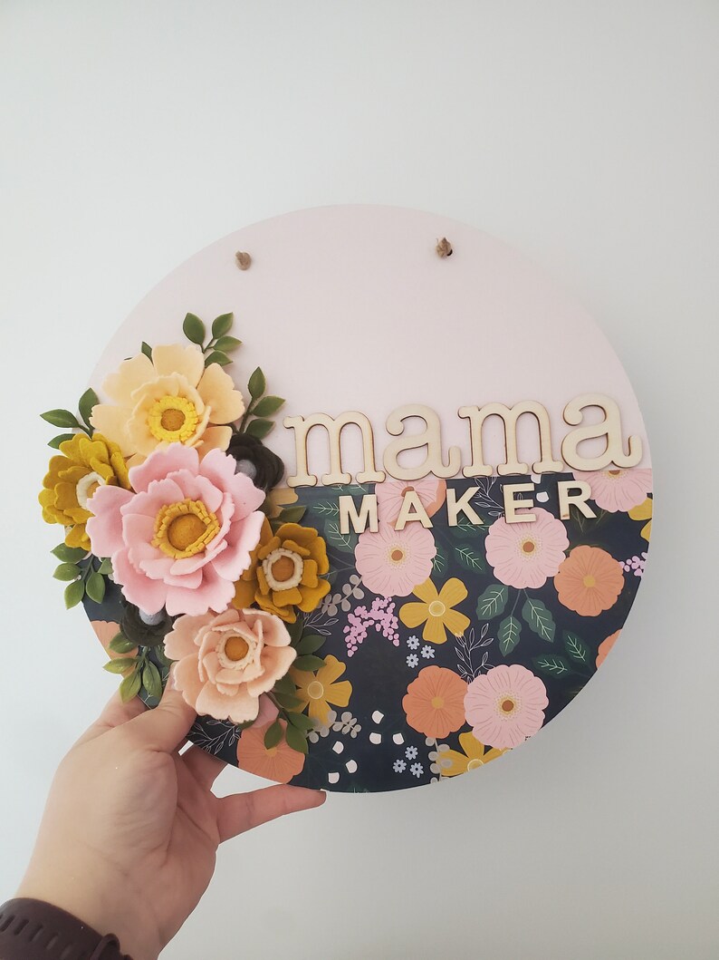 Mama Maker Round Sign Floral Circle Sign Spring Round Sign - Etsy