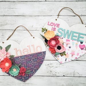 Hello and Welcome Heart Sign, Heart Shape Wall Decor, Valentine's Day ...