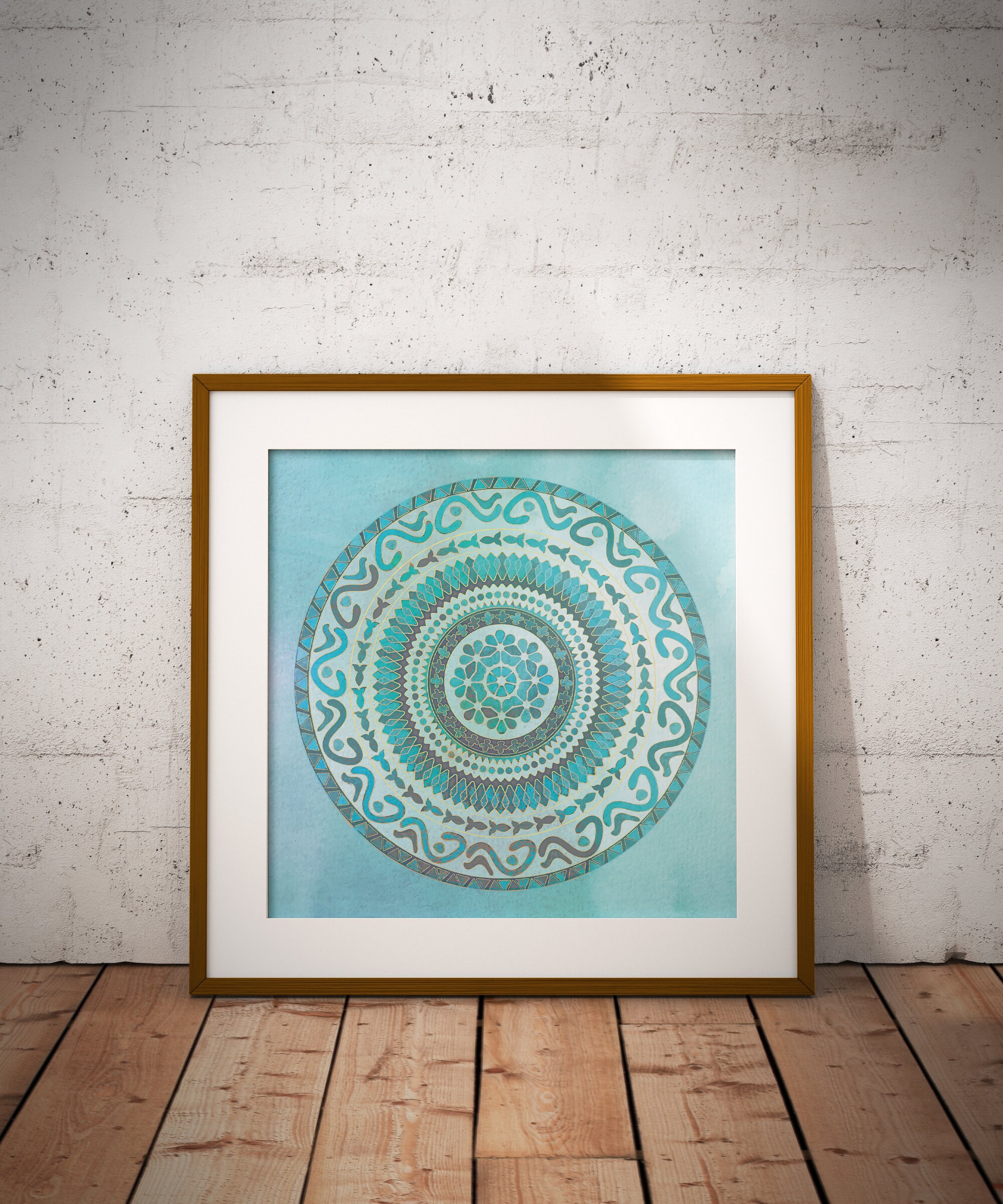 Printable Turquoise Mandala Wall Art Eclectic Wall Decor | Etsy