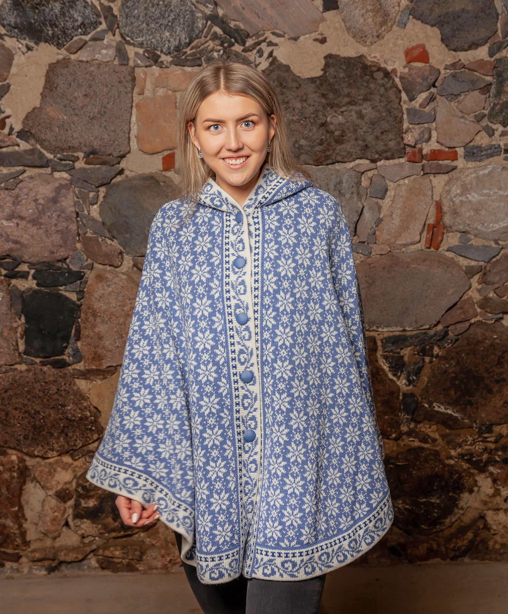 Warm Winter Poncho With Hood/ Handmade/ Cape for Women/ Natural Wool ...
