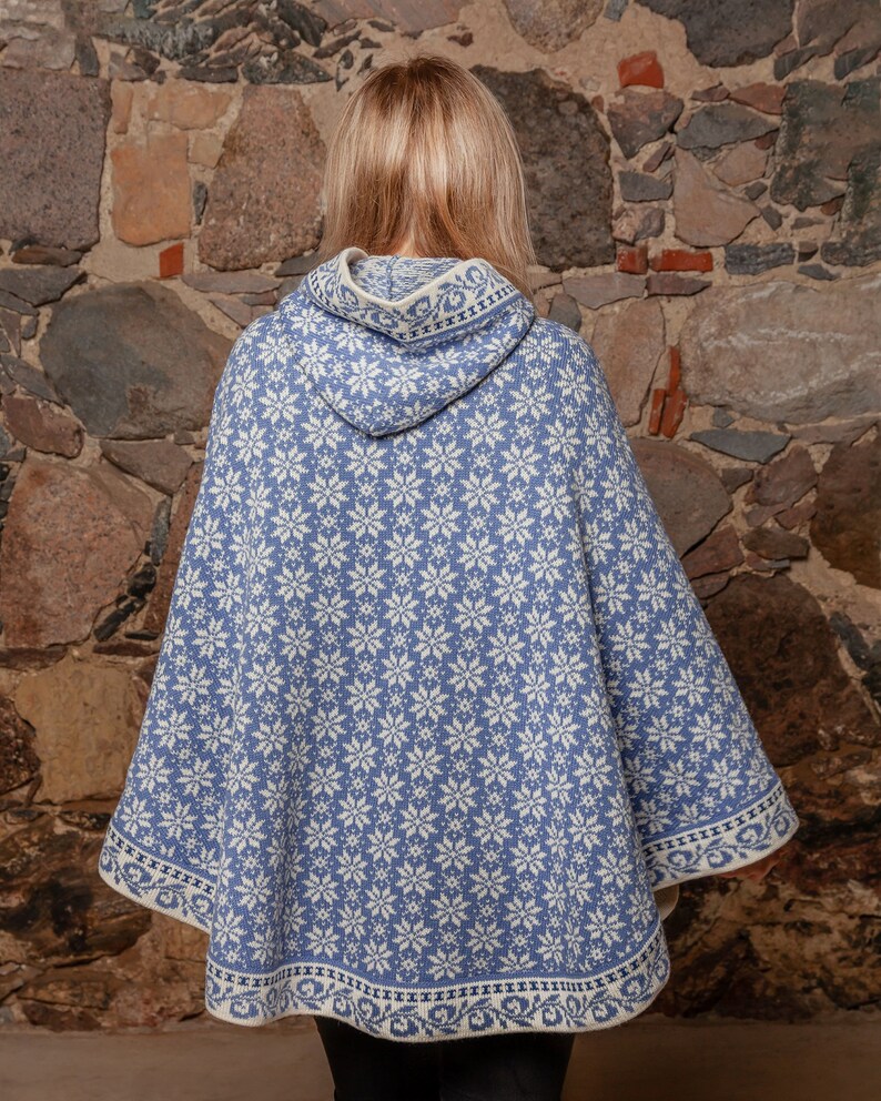 Warm Winter Poncho With Hood/ Handmade/ Cape for Women/ Natural Wool ...