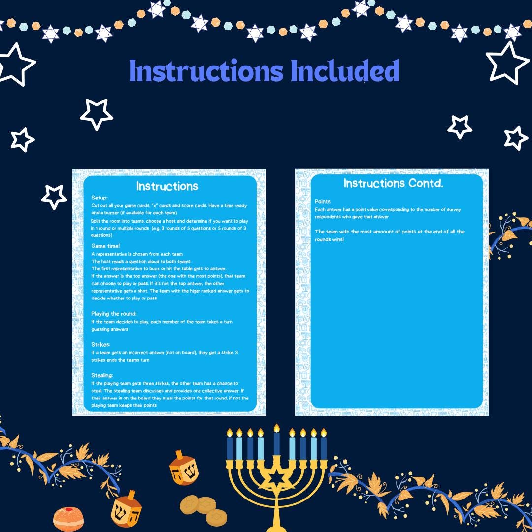 Hanukkah Friendly Feud, Printable Hanukkah Game, Hanukkah Party Game ...
