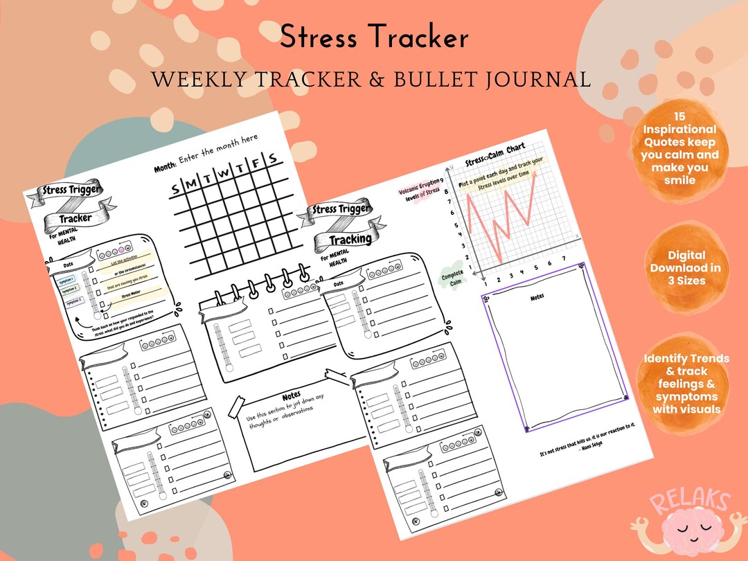 Stress Tracker, Printable Journal Page, Stress Log, Habit Tracker ...