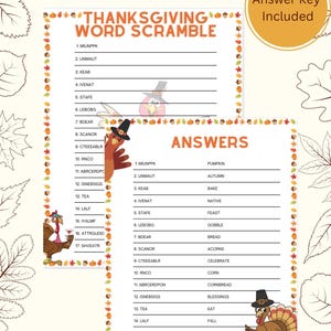 Thanksgiving Word Scramble Game, Holiday Word Scramble, Printable Word ...
