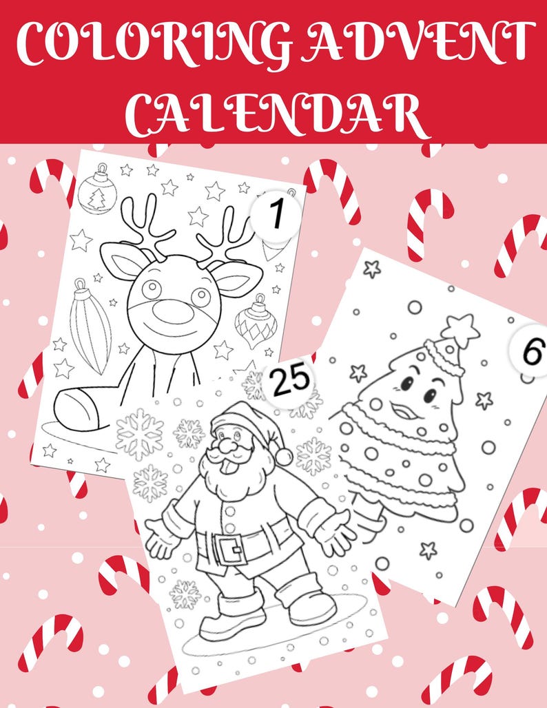 Coloring Advent Calendar, Advent Calendar Printable, Advent Coloring ...