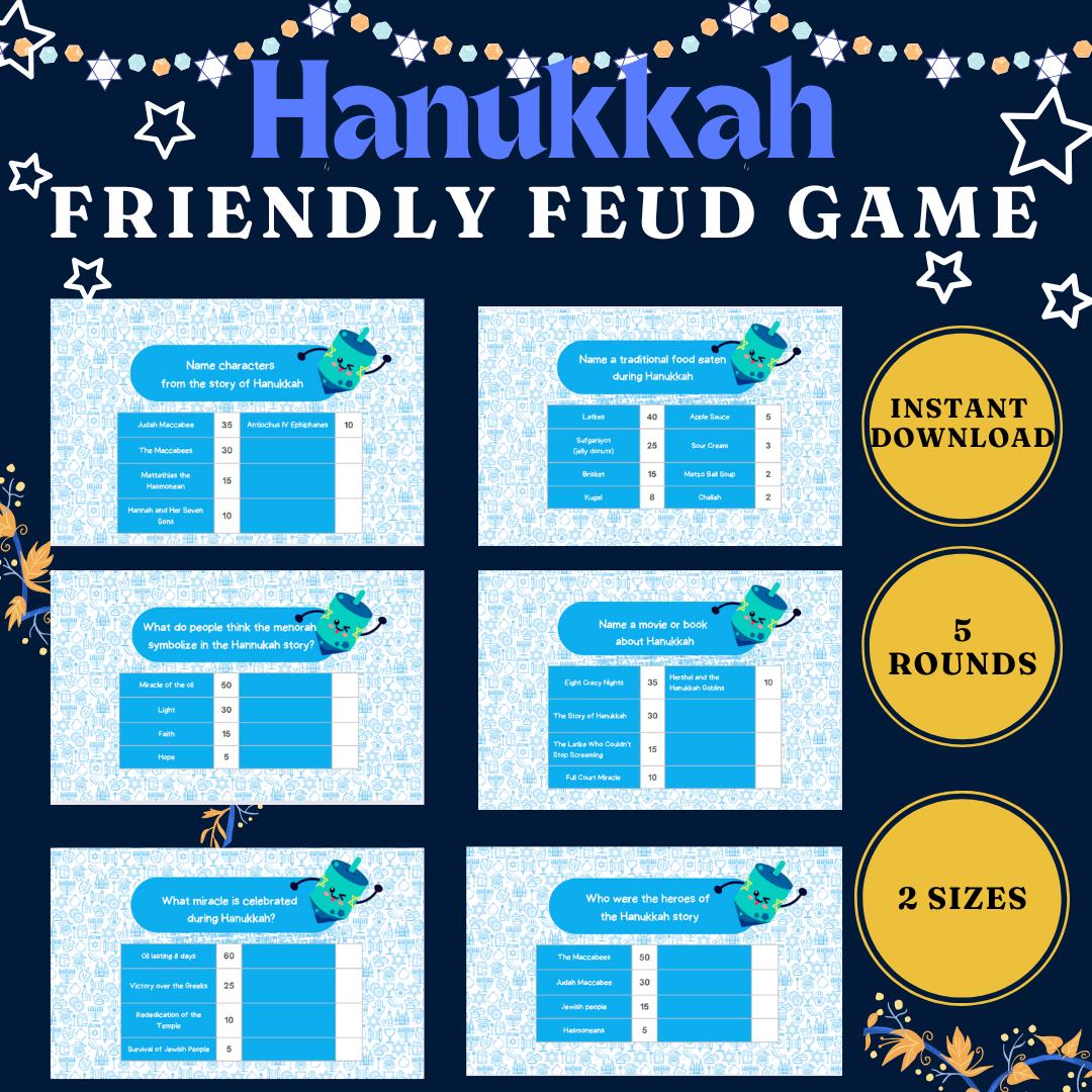 Hanukkah Friendly Feud, Printable Hanukkah Game, Hanukkah Party Game ...