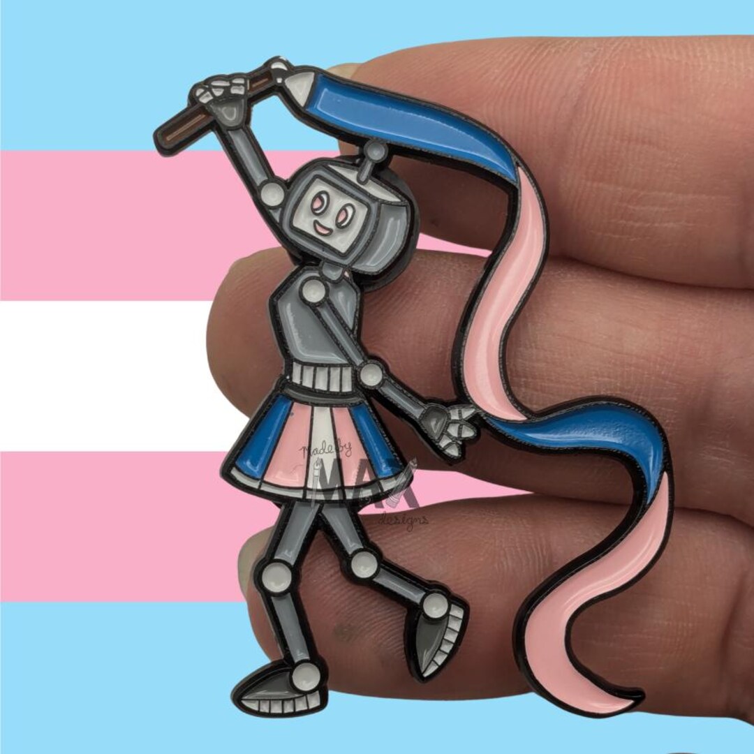 Ada Pin - Bots on Parade Enamel LGBTQ+ Robot Enamel Pins - Transgender Trans Pride Flag Robot ...