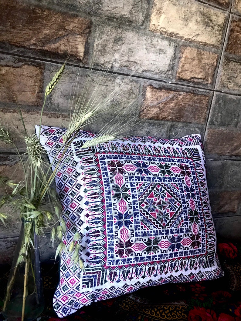 Palestinian Pillow Cover Handmade Cross Stitch Ethnic Pattern/ Home ...