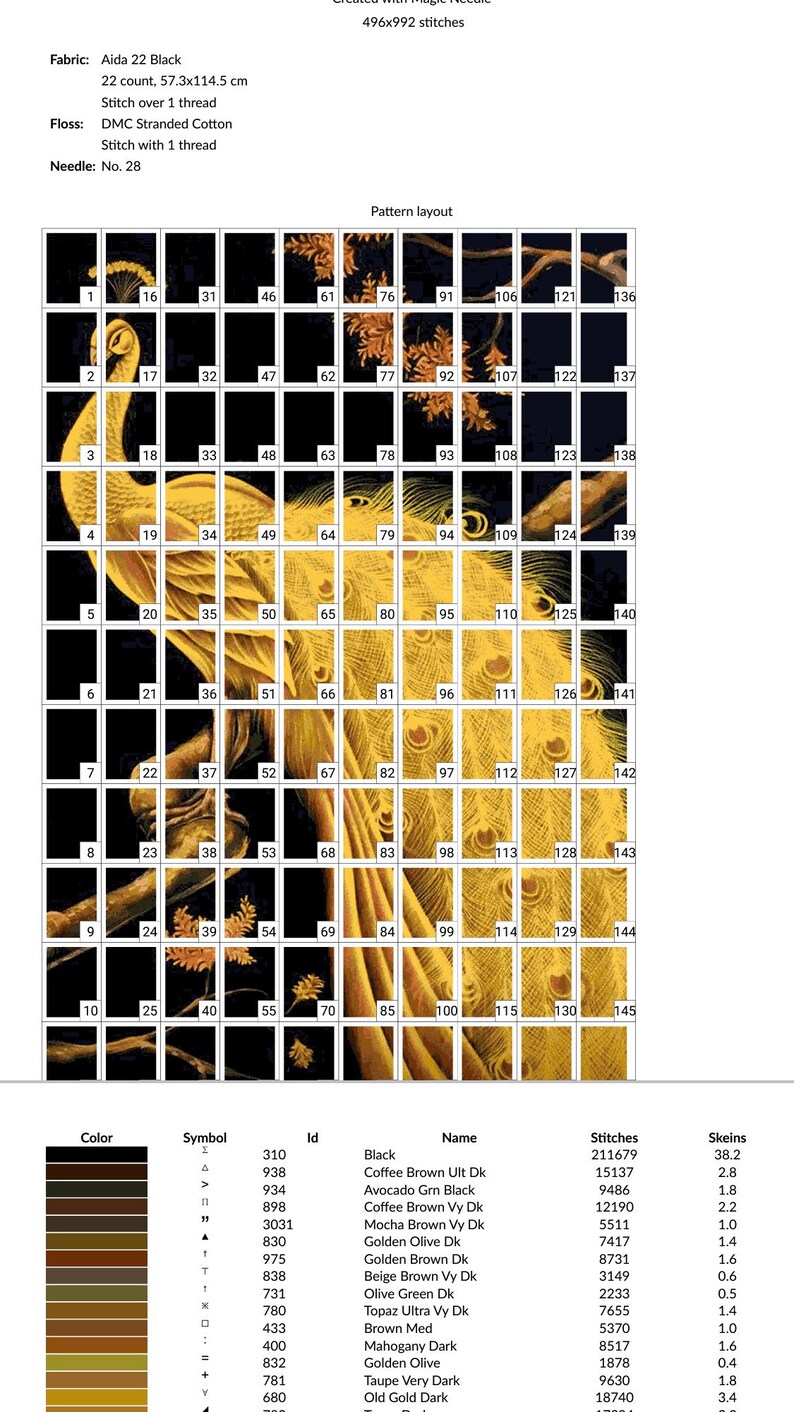 Maxi Large Saze Peacocks Goldytapestry/ Embroidery Pattern for - Etsy