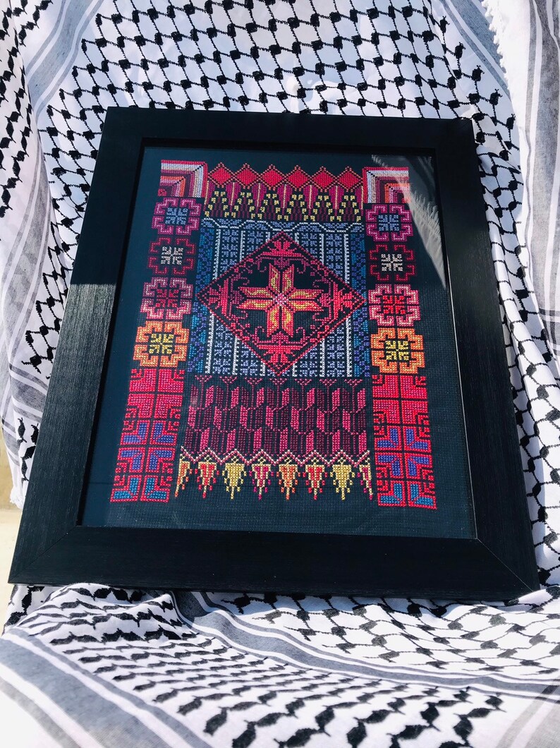 Palestinian Embroidery Painting Art Keffiyeh Gift Free - Etsy