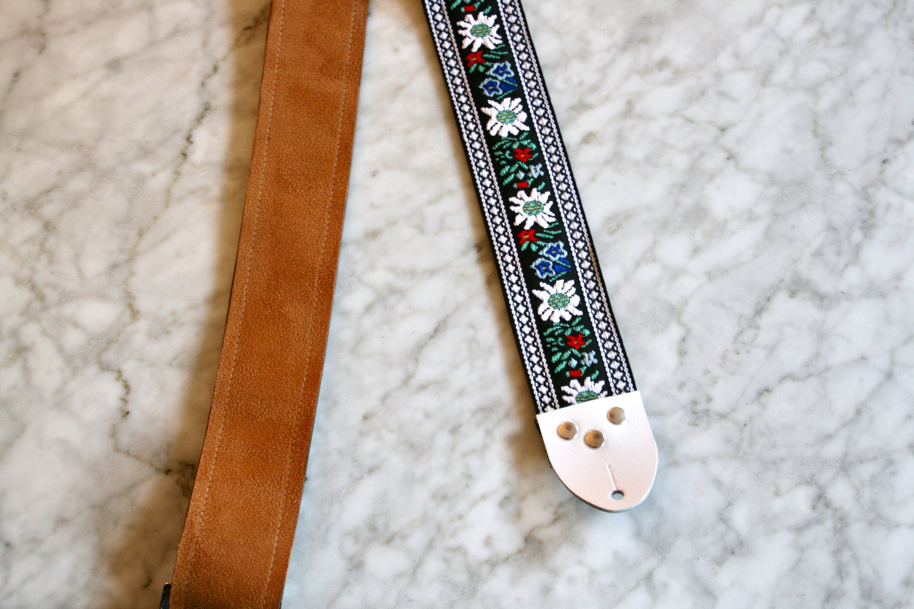 Vintage 70s White 'edelweiss' Hippie Guitar - Camera - Bag Strap - Etsy