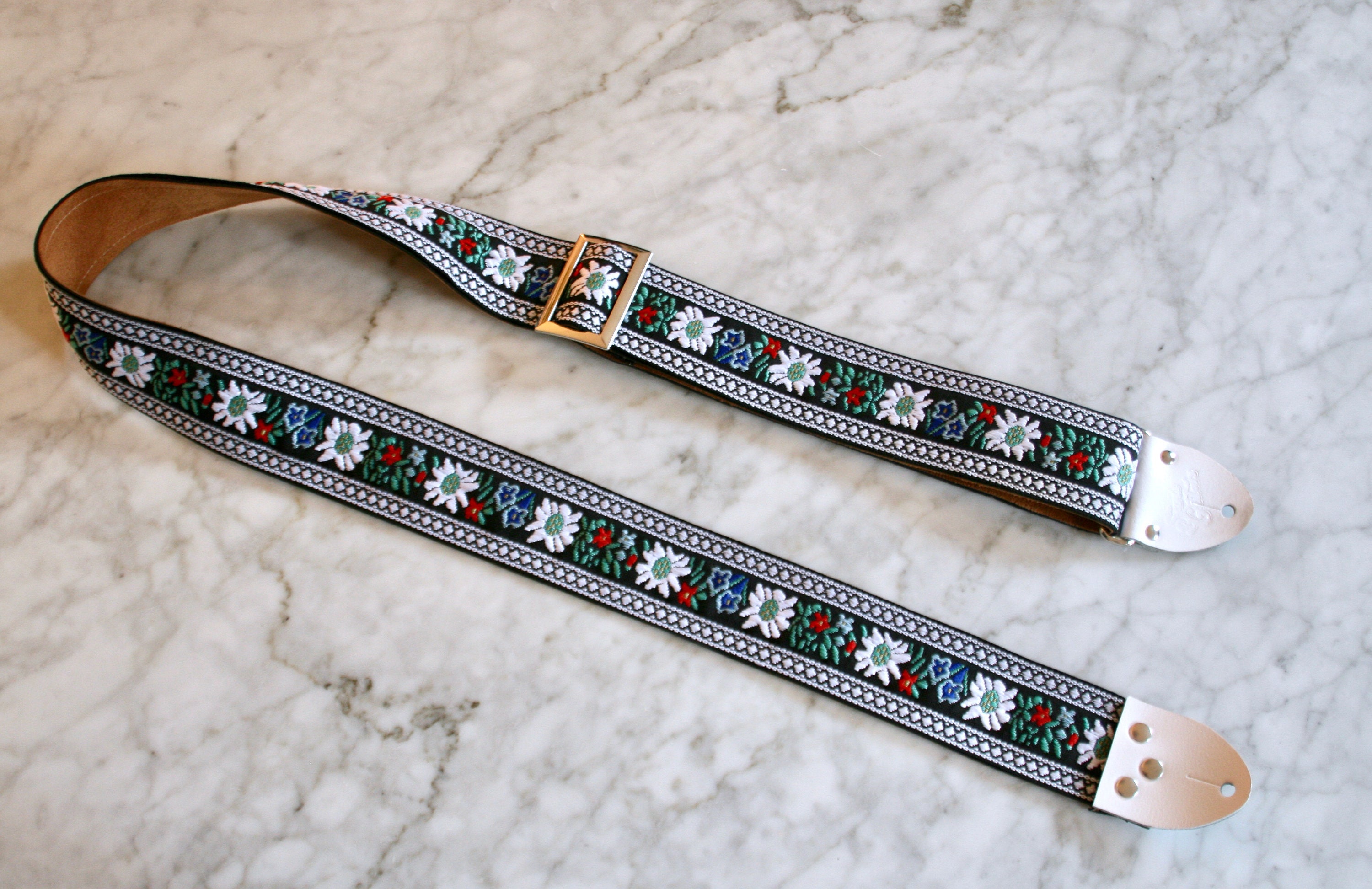 Vintage 70s White 'edelweiss' Hippie Guitar - Camera - Bag Strap - Etsy