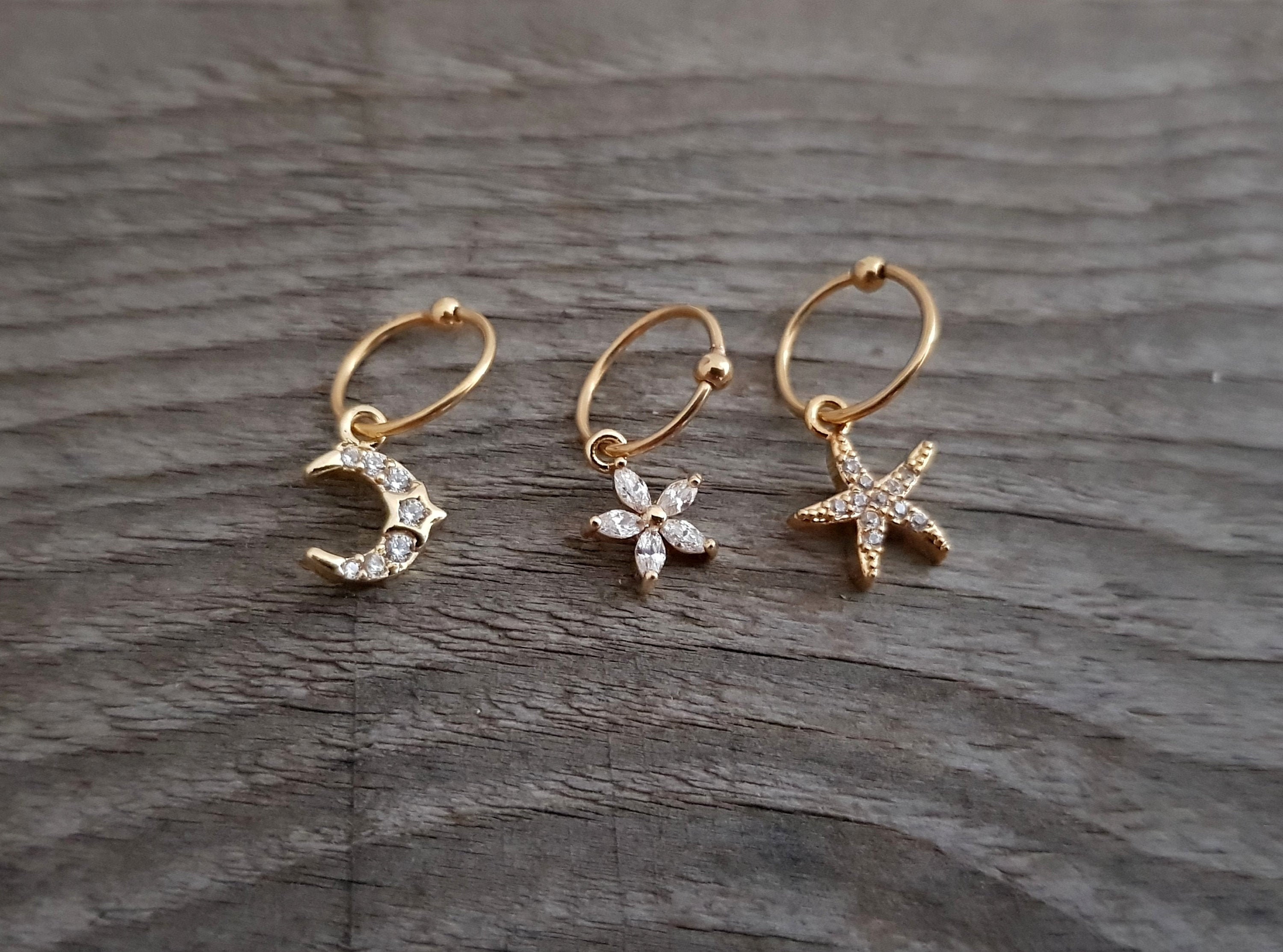 Mini Creole Mond Seestern Blüte Helix Tragus Piercing - Etsy.de