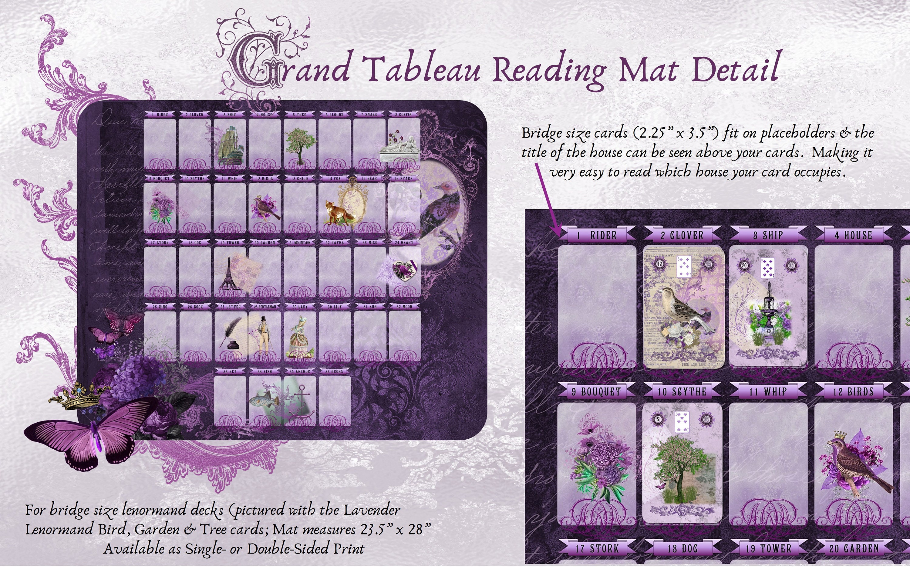 Grand Tableau Reading Mat Lenormand Reading Mat Tarot Cloth | Etsy