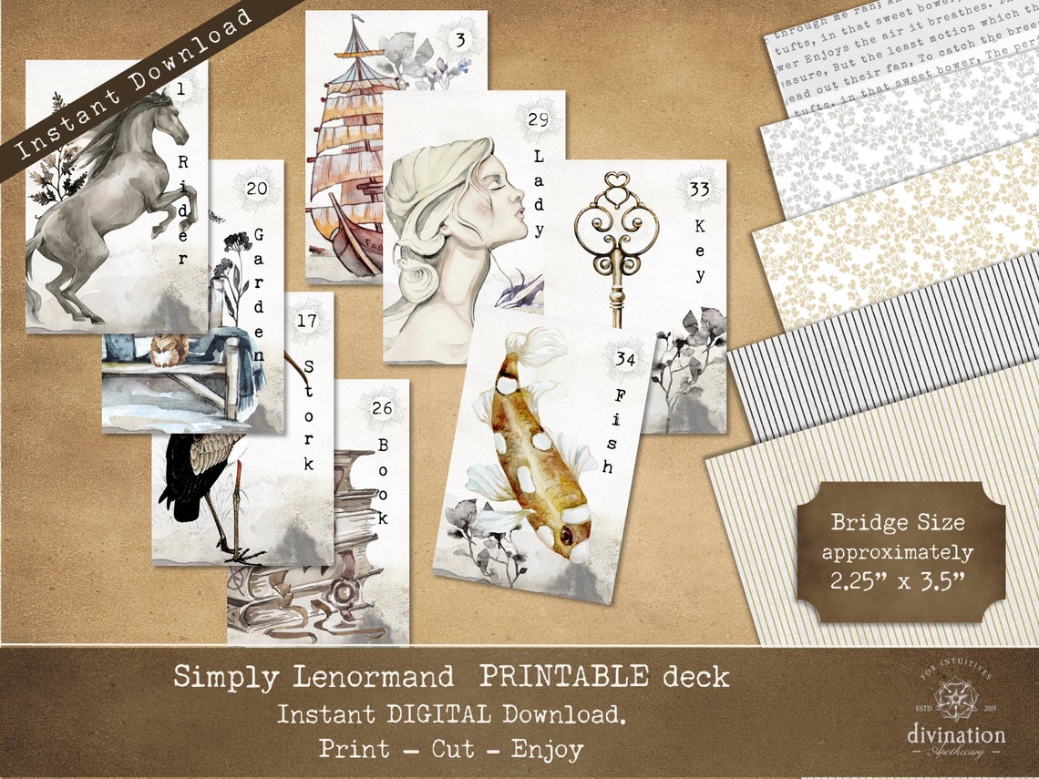 Simply Lenormand Printable Cards Instant Download Digital - Etsy