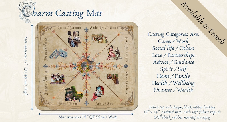 Charm Casting Mat, Dice Casting Mat, Divination Mat With Vintage Look ...