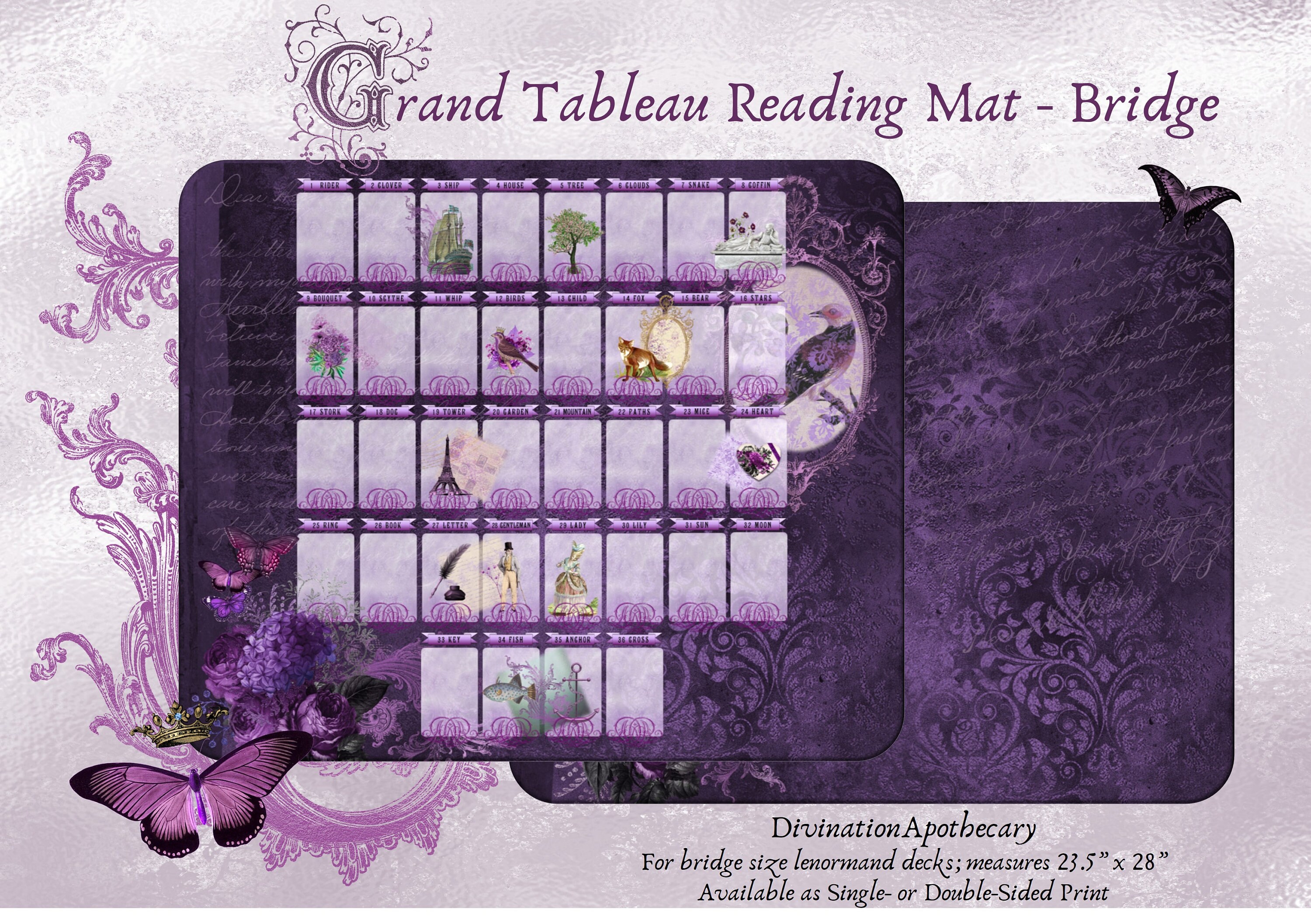 Grand Tableau Reading Mat Lenormand Reading Mat Tarot Cloth | Etsy