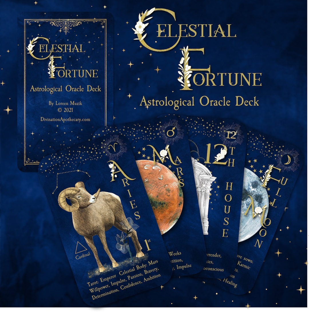 Celestial Fortune, Astrology Oracle Deck, Tarot Size Oracle Cards ...