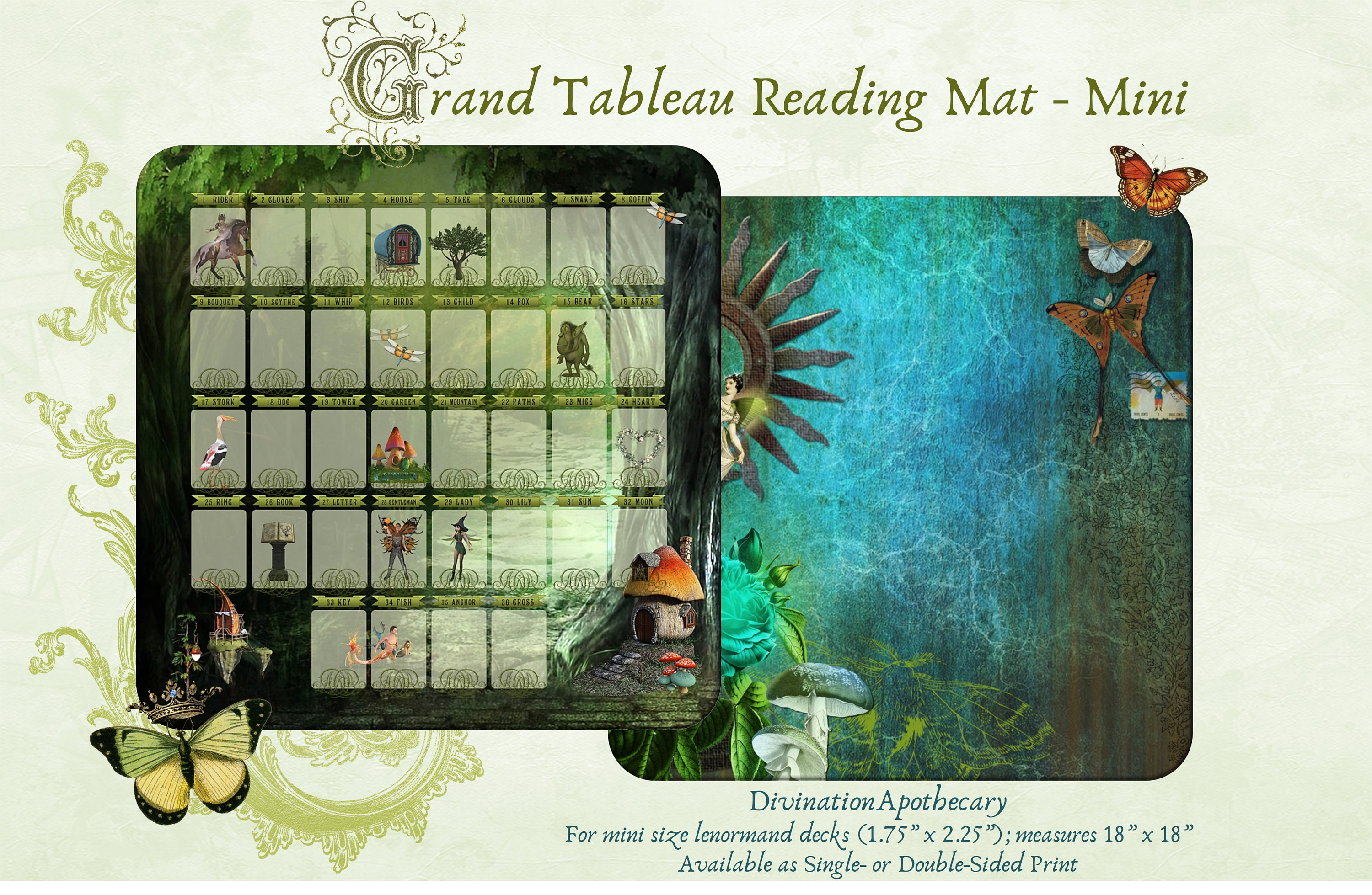 Grand Tableau Reading Mat MINI Lenormand Reading Tarot | Etsy