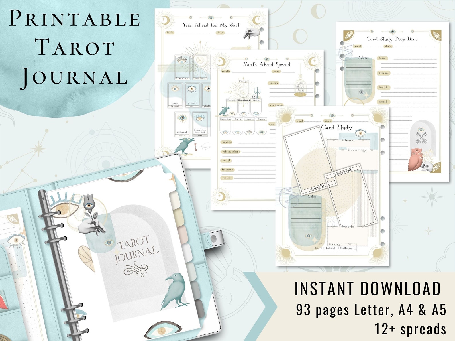 Printable Tarot Journal With Tarot Spreads, Card Reading Notes, Tarot ...