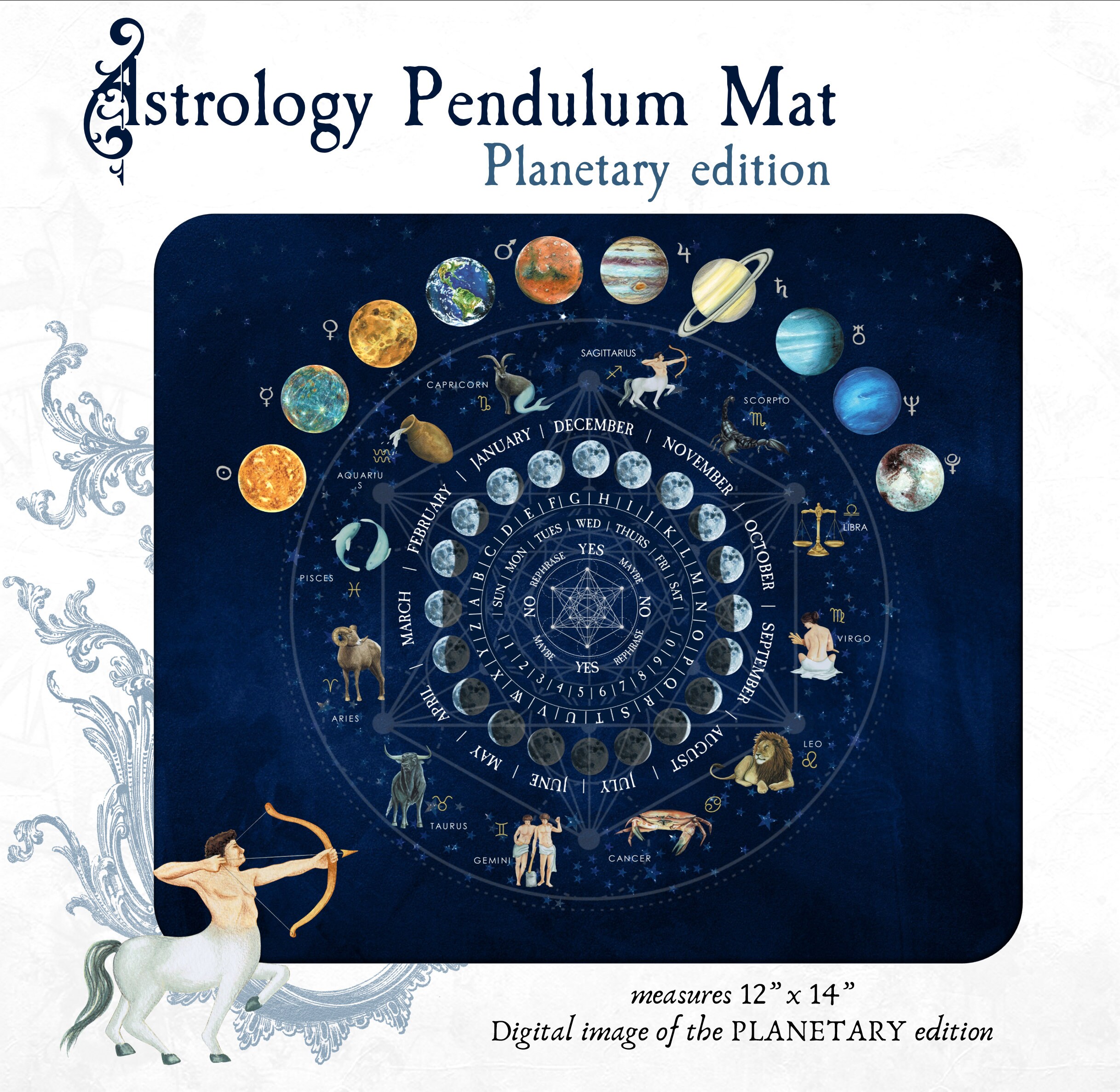Astrology Pendulum Mat Planetary Edition Dowsing Mat - Etsy