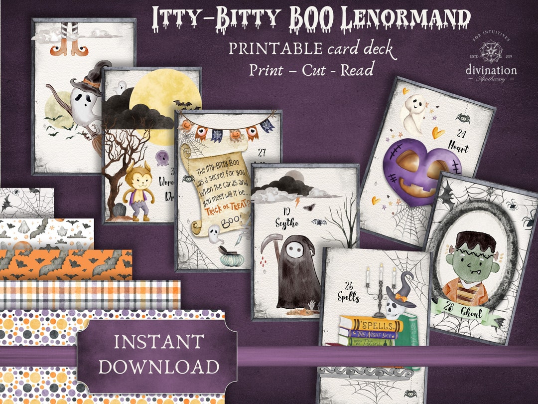 Itty-bitty Boo Halloween Lenormand Printable Cards, Instant Download ...