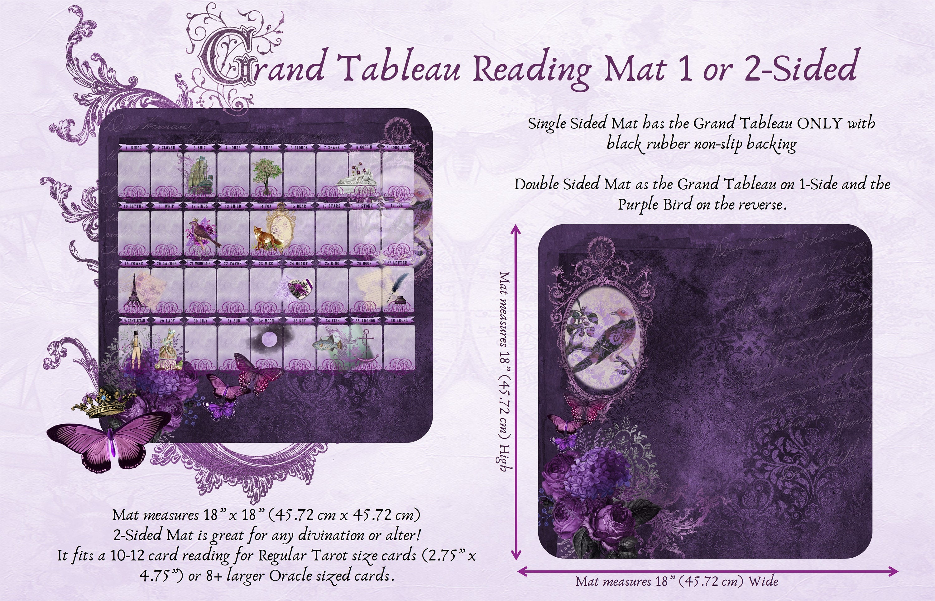 Grand Tableau Reading Mat 4x9 Layout Lenormand Reading Mat | Etsy