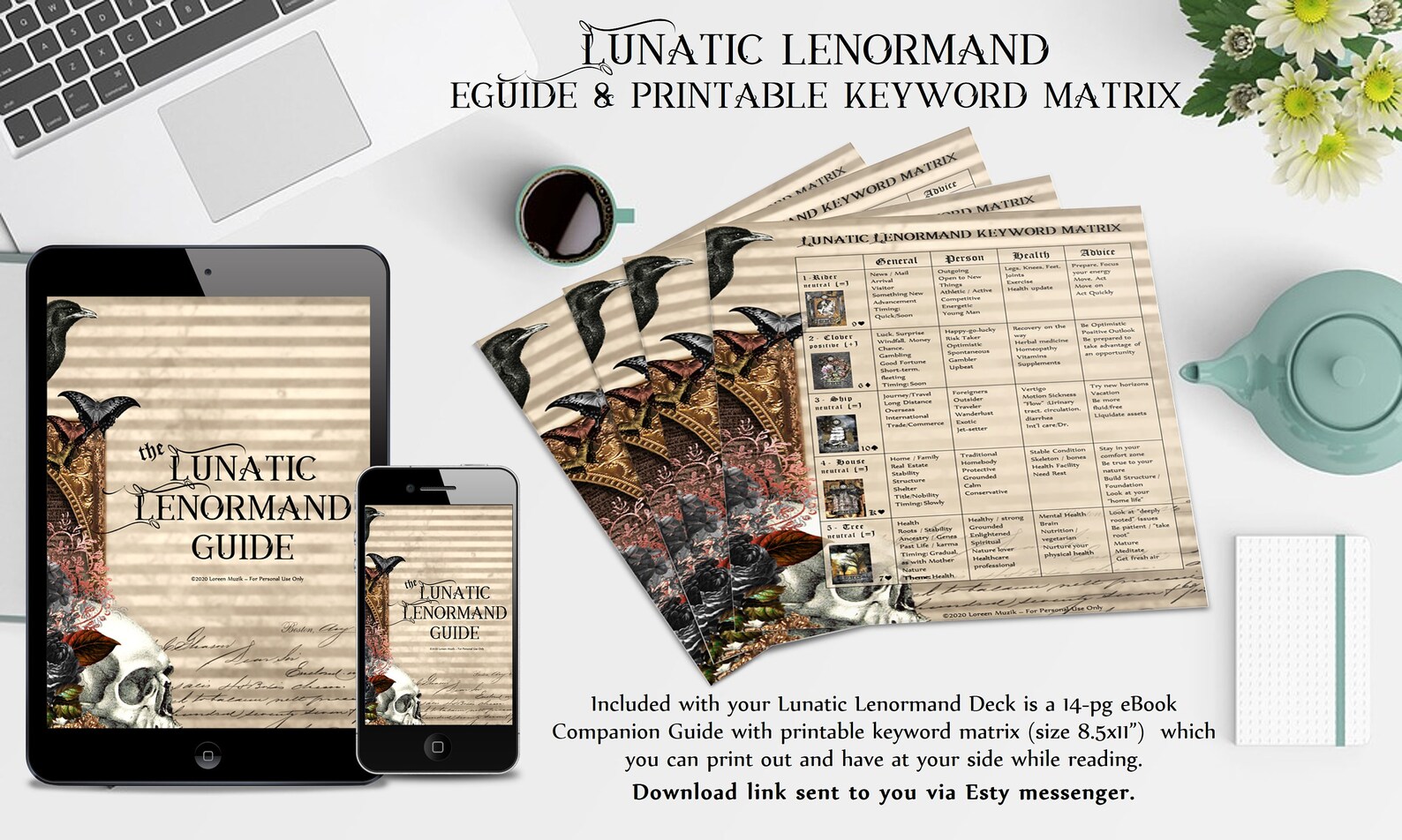 Lunatic Lenormand Deluxe Kit, Includes, Bridge Size Lenormand Deck ...