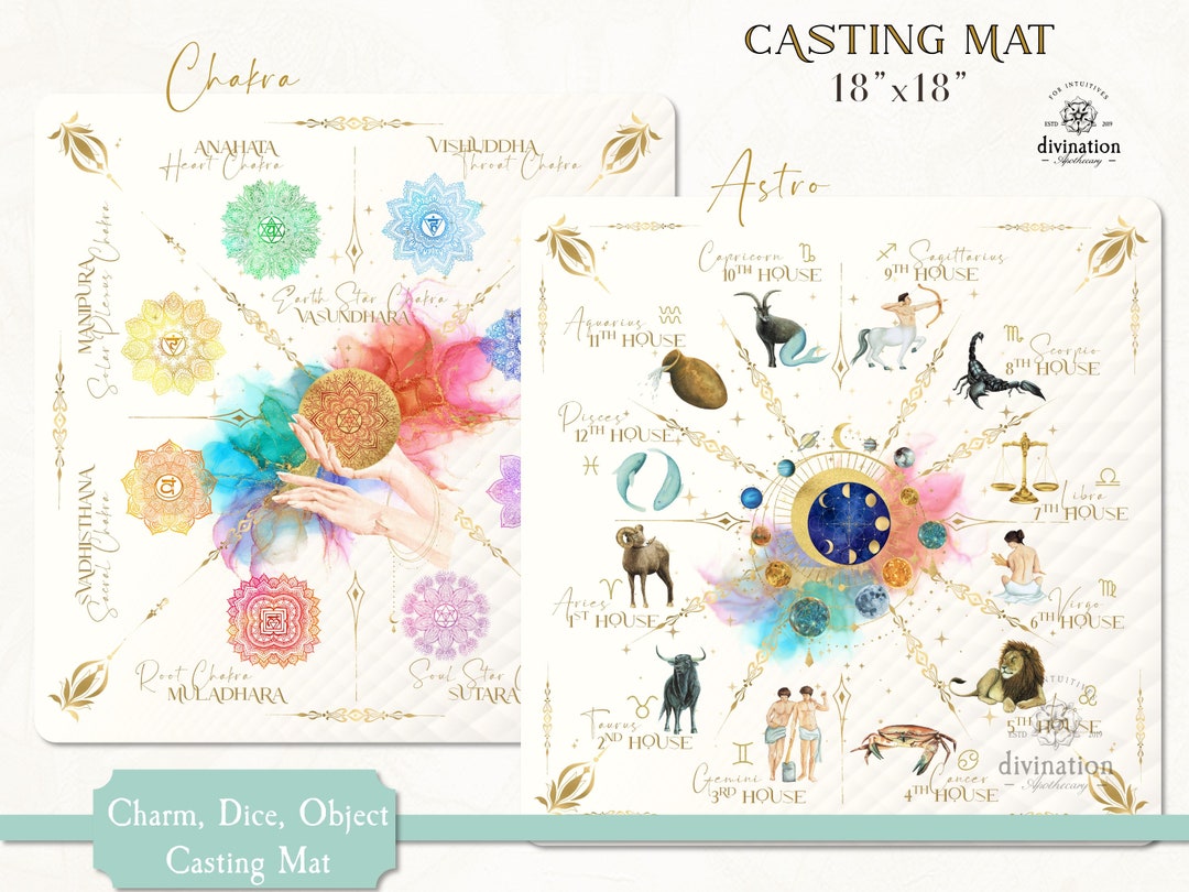 2-sided Charm Casting Mat, Dice Casting Mat, Astrology, Chakra ...