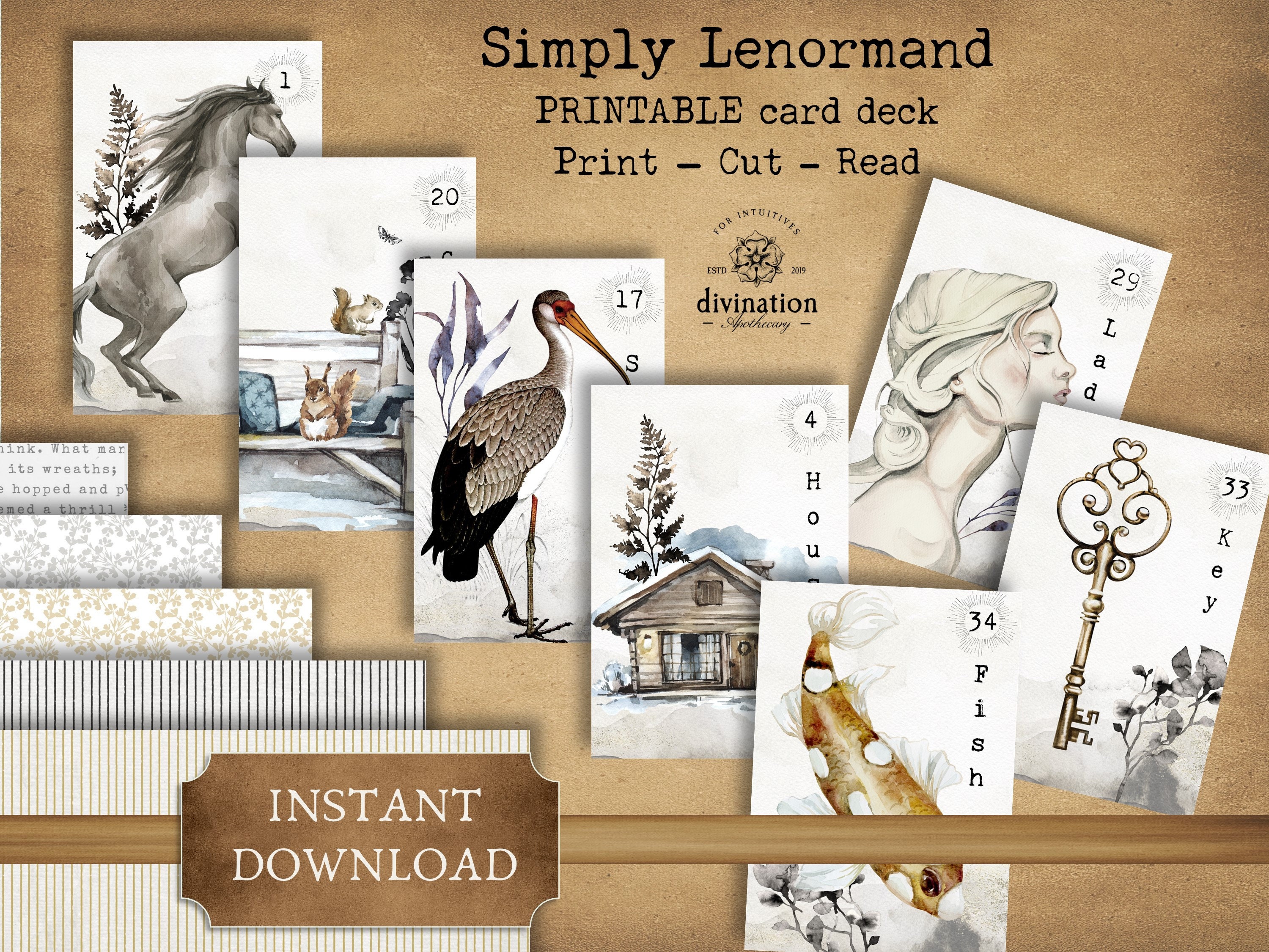 Simply Lenormand Printable Cards Instant Download Digital - Etsy UK